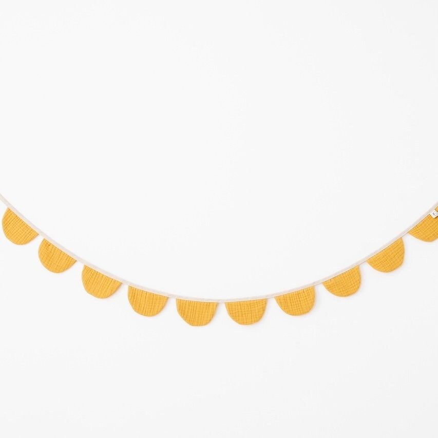 Mustard Fabric Banner, Yellow Fabric Garland, Semicircle Nursery ...