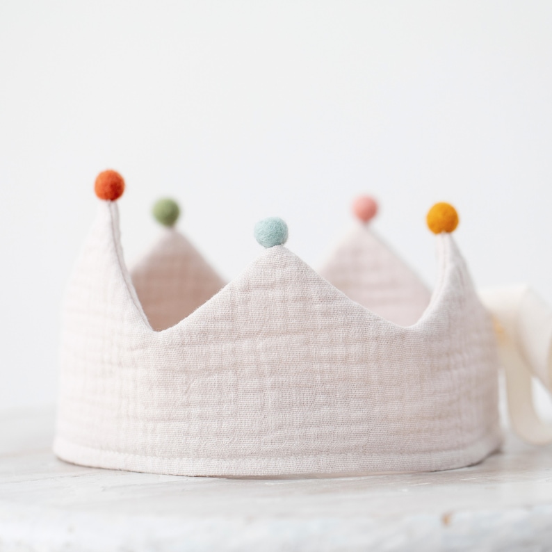 Sand Fabric Crown, Beige Fabric Crown for Babies, Organic Cotton Crown ...