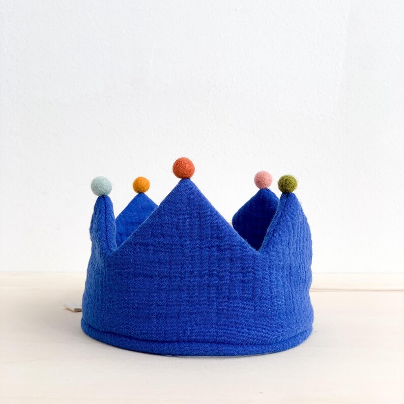 Klein Blue Fabric Crown, Pompoms Fabric Crown for Babies, Organic ...
