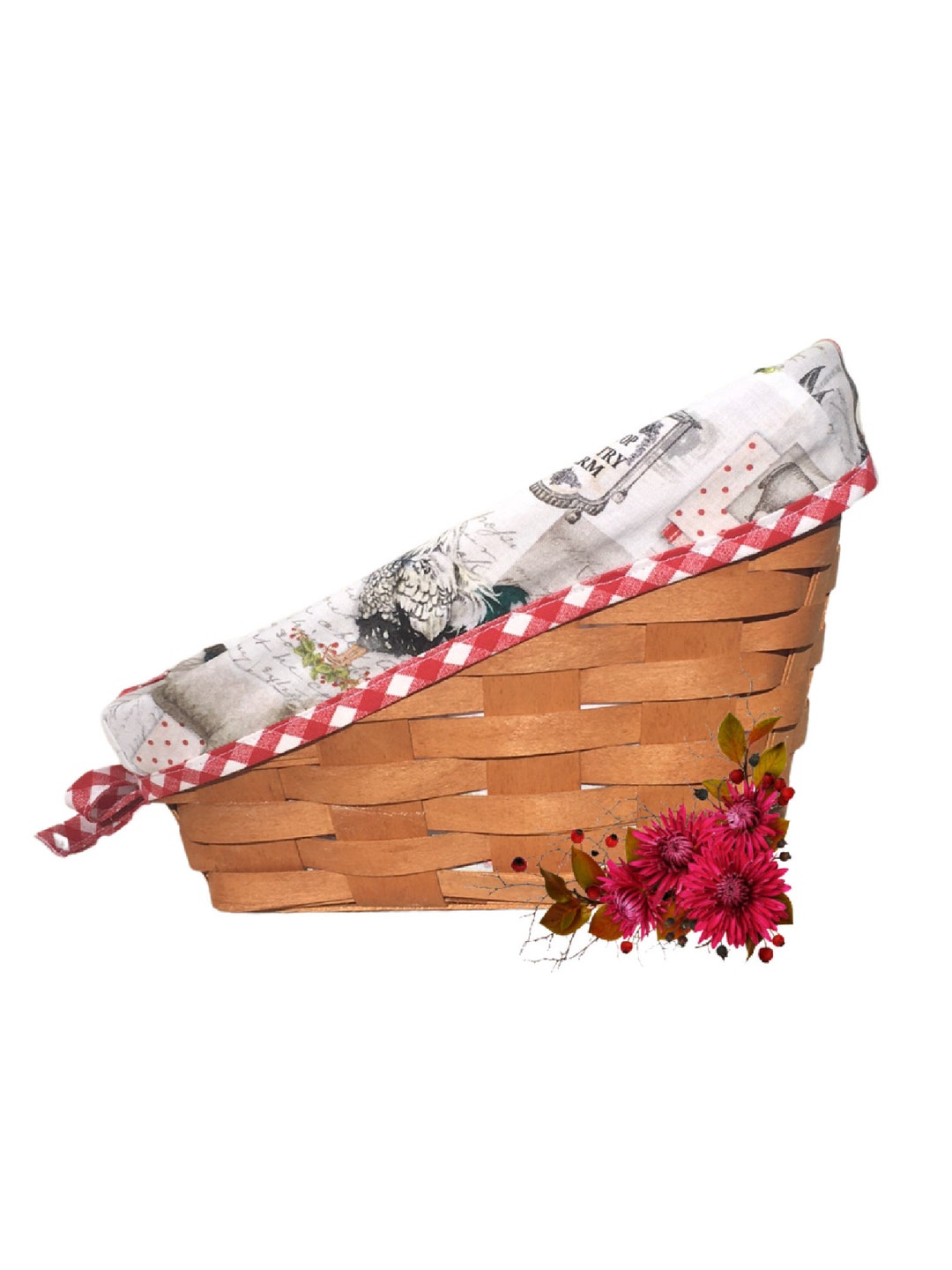 SMALL VEGETABLE LINER for Longaberger Basket, Barnyard Collection W/red ...