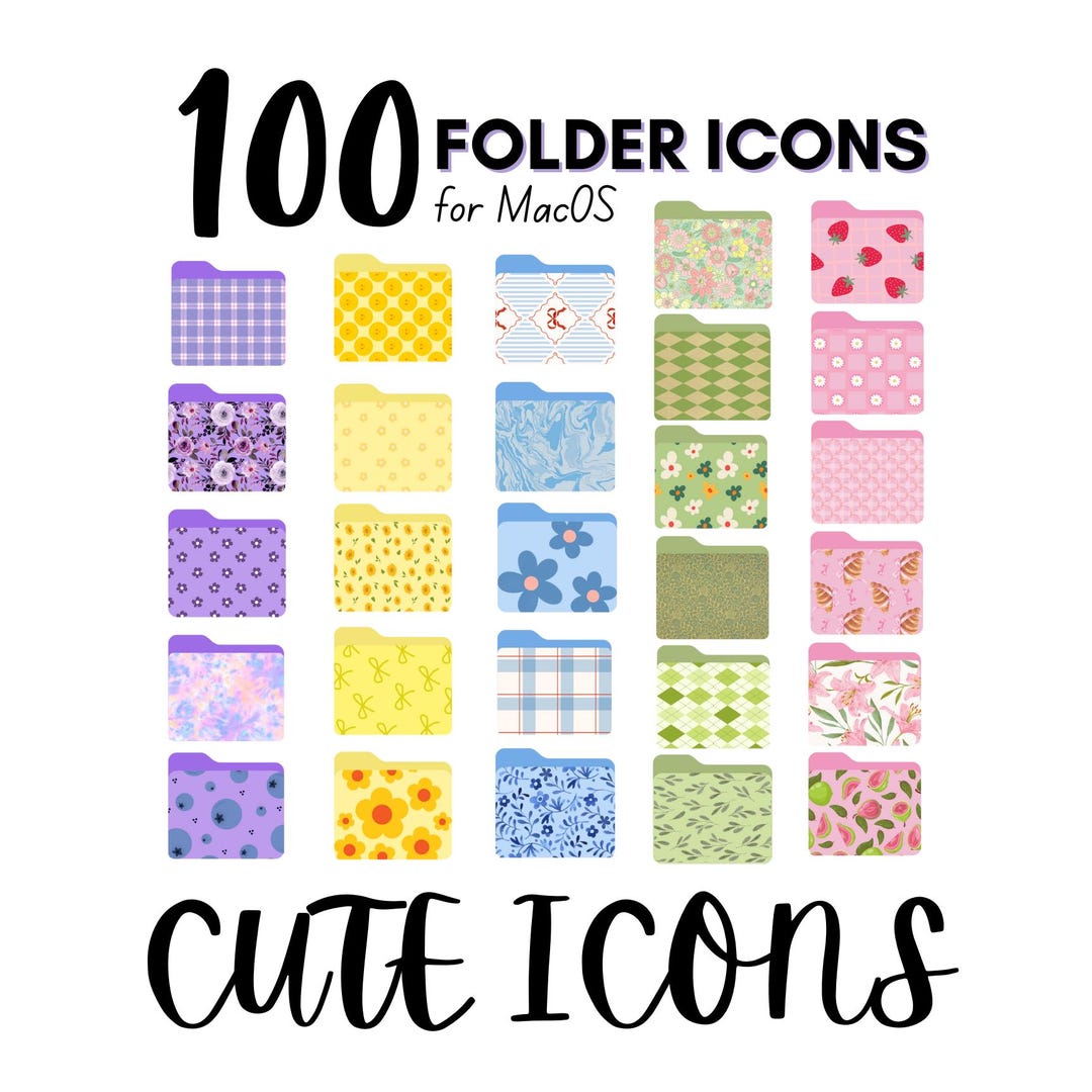 100 Cute Mac Desktop Folder Icons | Organization | Mac ONLY - Etsy