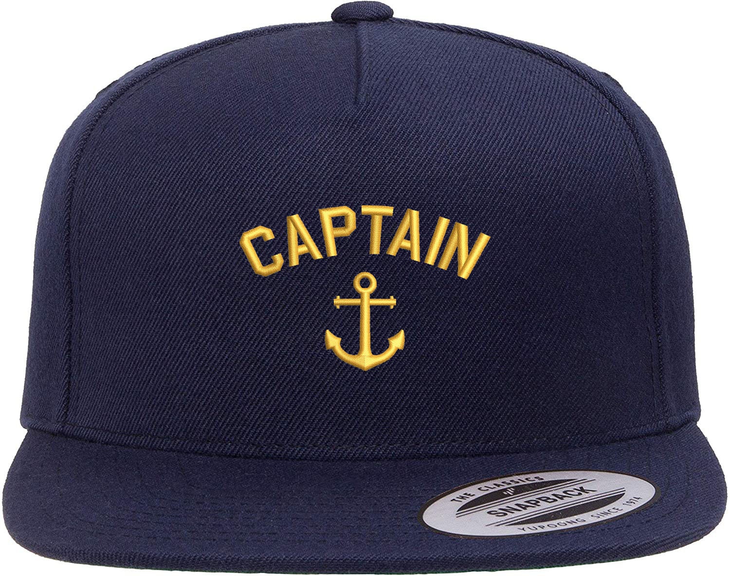 Captain Anchor Logo Embroidered Structured Flatbill Snapback | Etsy