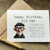Funny Old Man Card Printable Senior Birthday Card for Dad or Grandpa ...