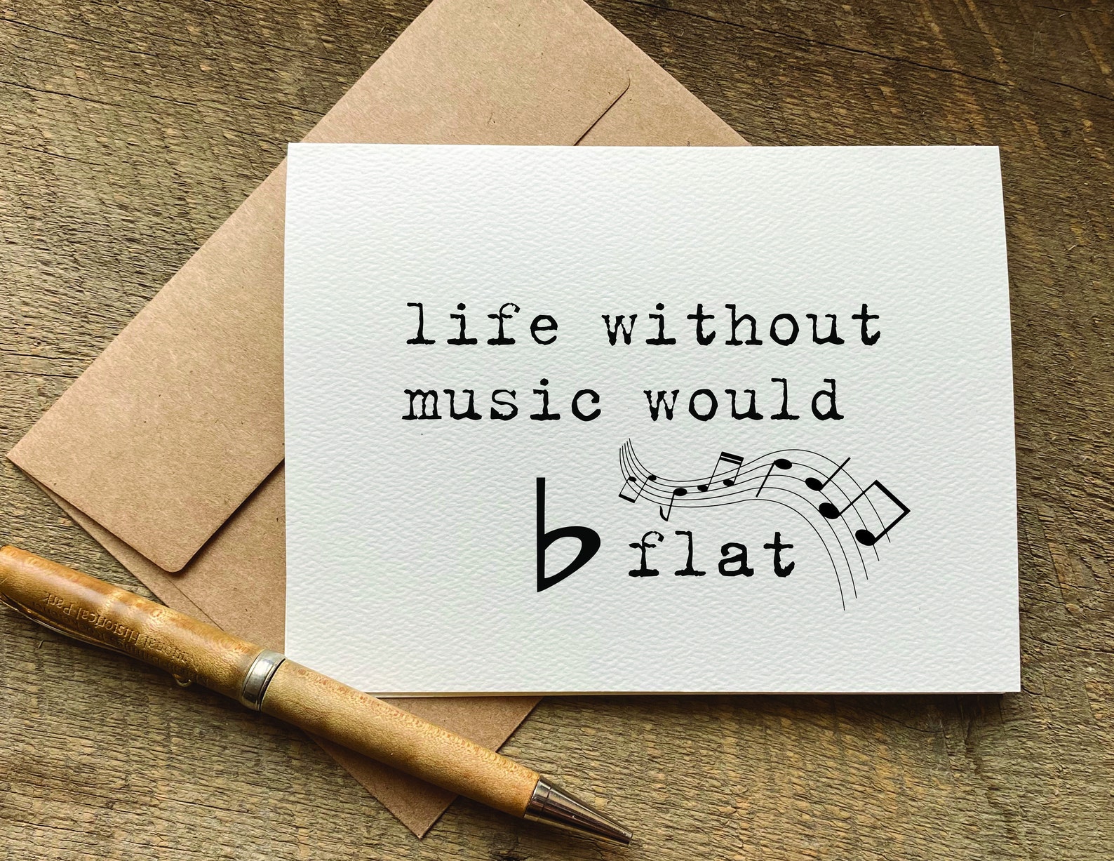 Card for Music Teacher / Life Without Music Would Be Flat / - Etsy