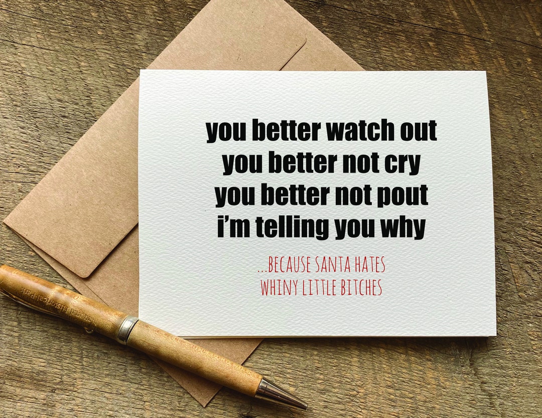 Funny Christmas Card / You Better Not Pout / Funny Santa Card ...