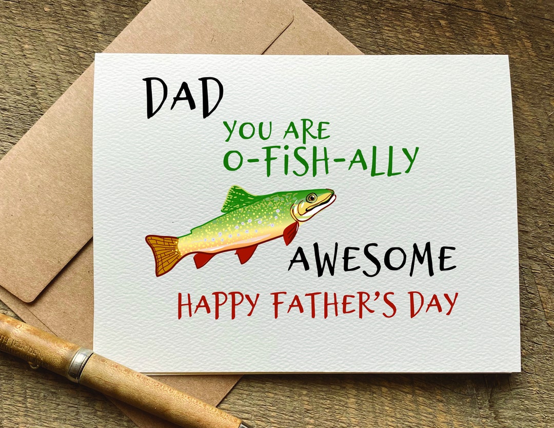 Dad You Are O-fish-ally Awesome / Father's Day Card / From Son / From ...