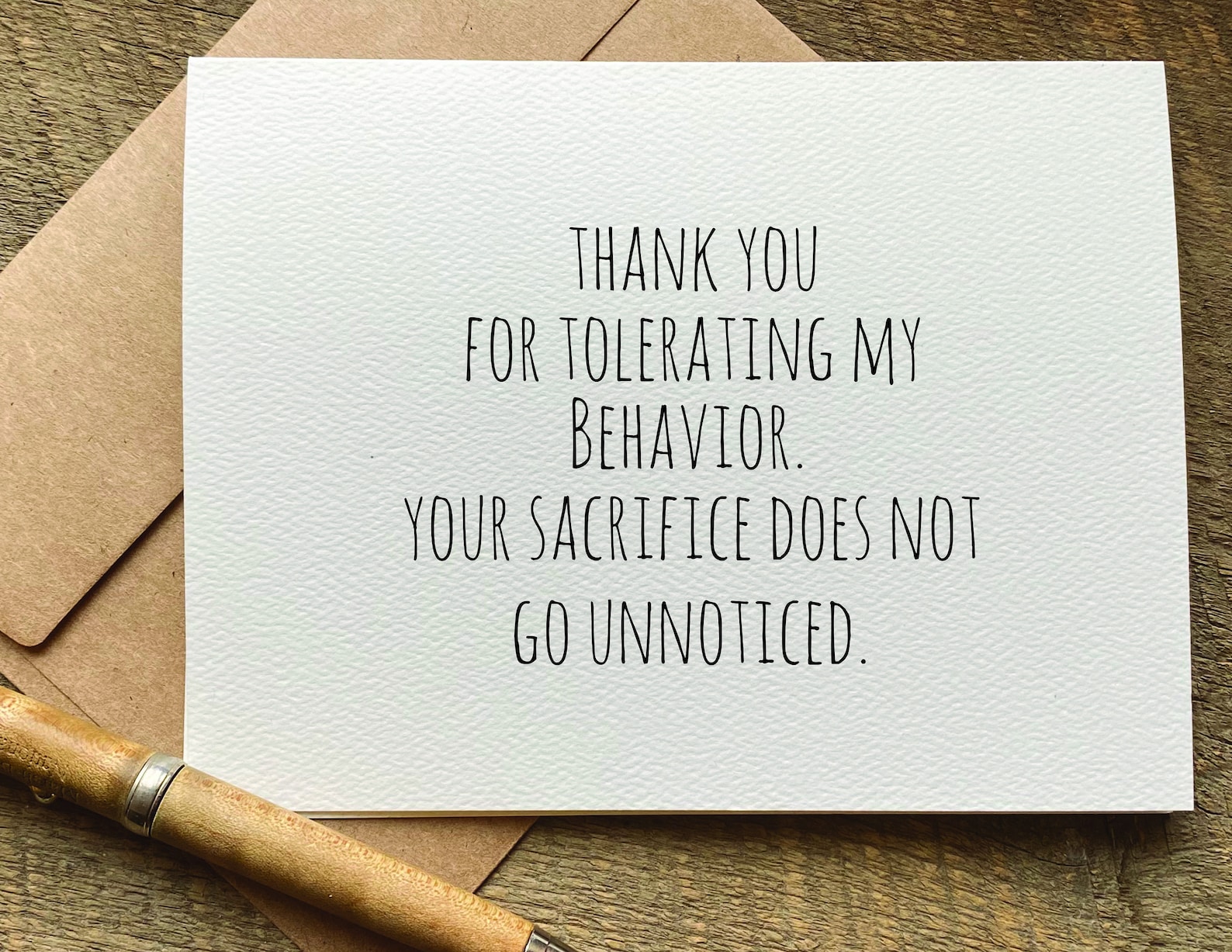 Apology Card / Thank You for Tolerating My Behavior. Your - Etsy