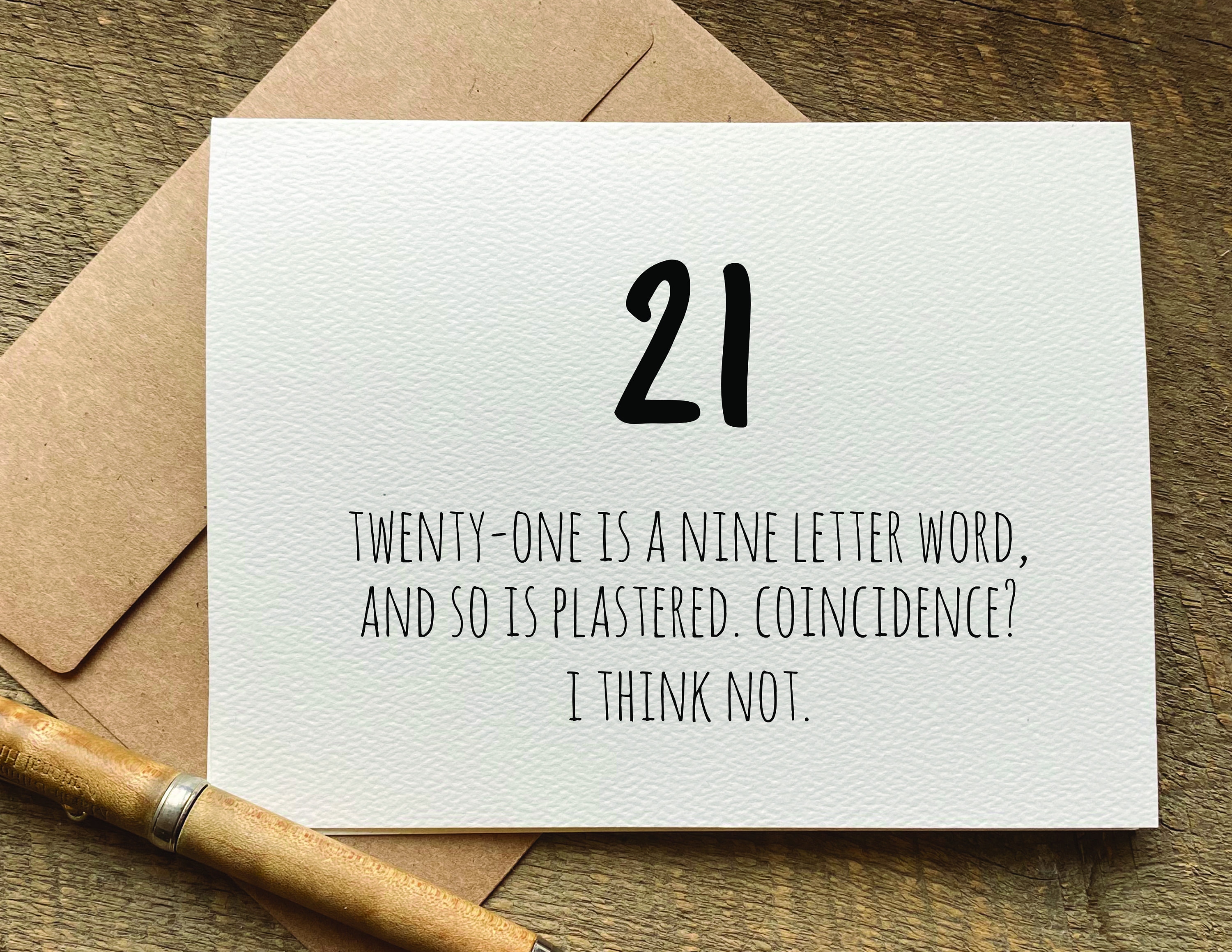 21st Birthday Card / Twenty-one is a Nine Letter Word and so - Etsy