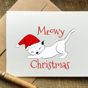 Cat Christmas Card / Meowy Christmas / Pun Christmas Card / Christmas ...