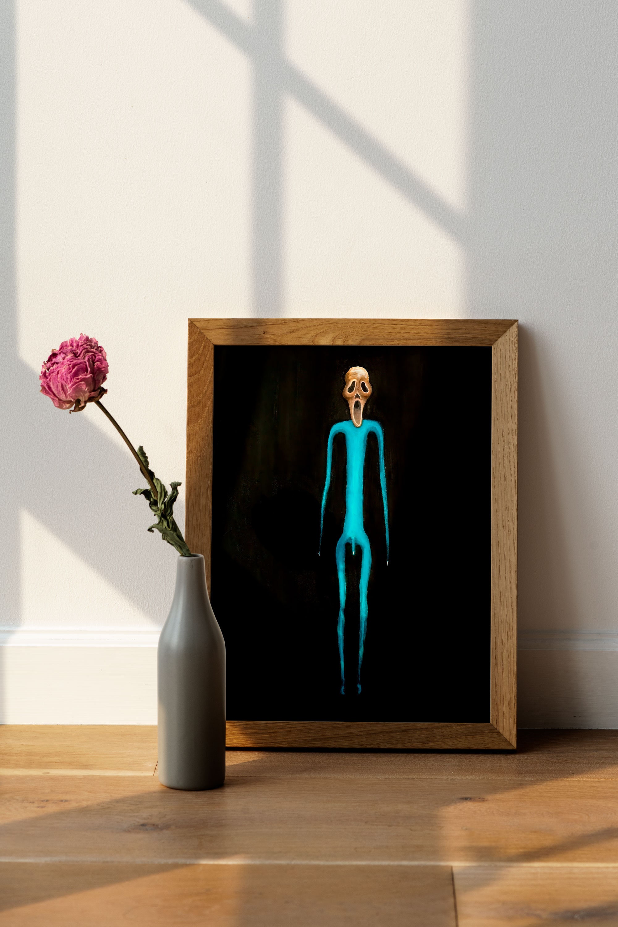 The Scream, Abstract Painting Wall Art, Black Blue Abstract Art, Modern ...