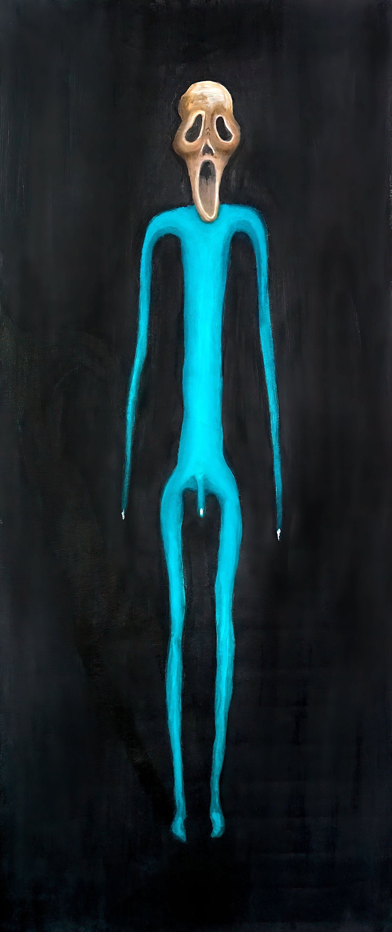 The Scream, Abstract Painting Wall Art, Black Blue Abstract Art, Modern ...