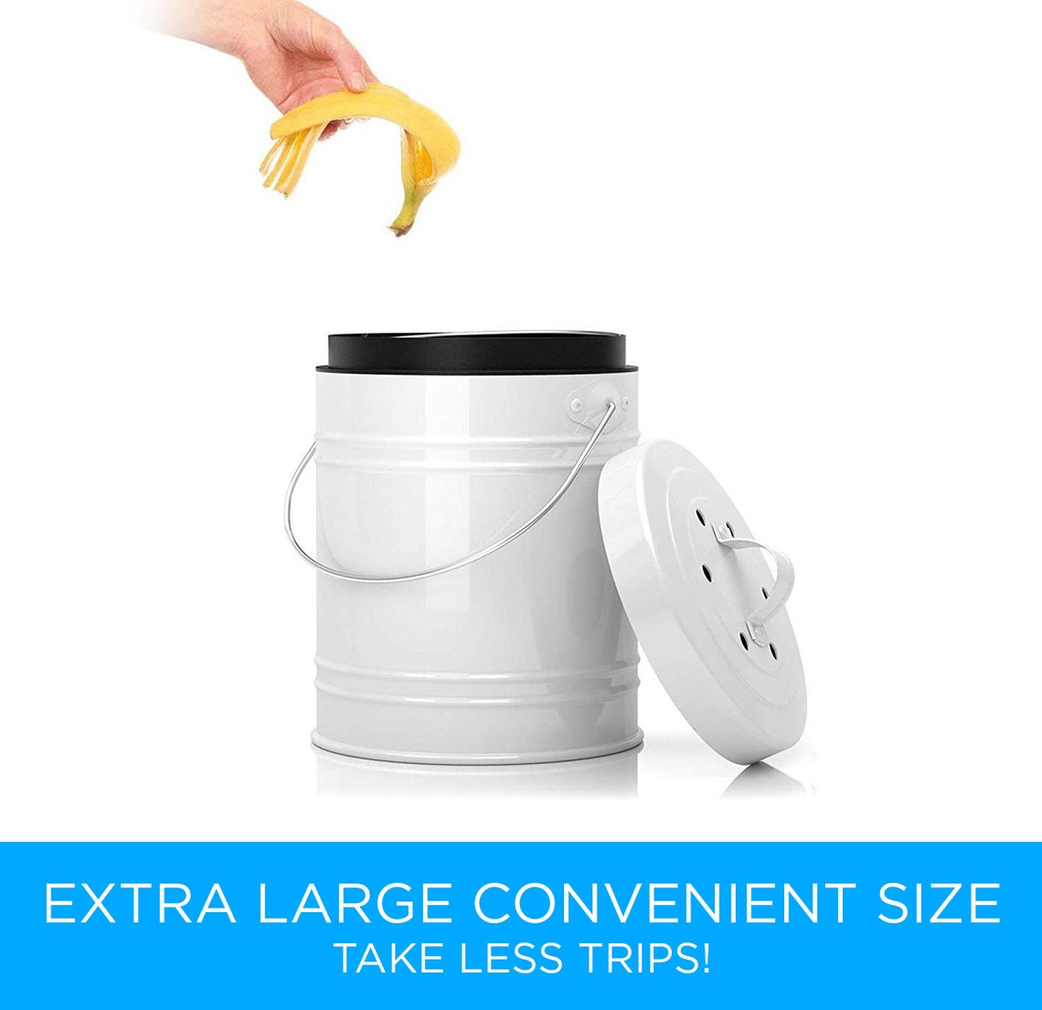 Oversized 1.3 Gallon Kitchen Compost Bin With Charcoal Filters - Etsy
