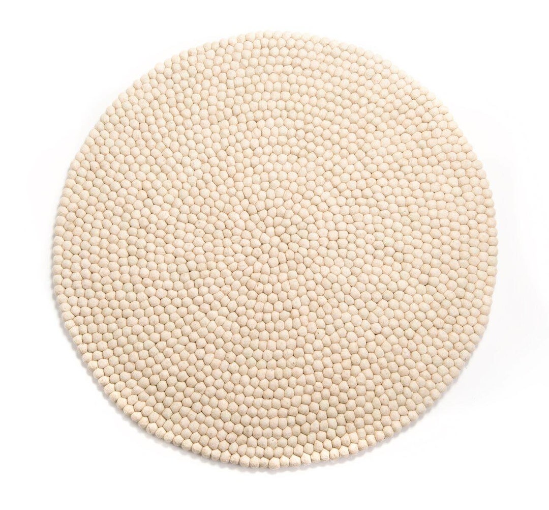 Rugs-felt Ball Rug-cream Multicolour Carpet-40cm Wool Felt Rug-room ...