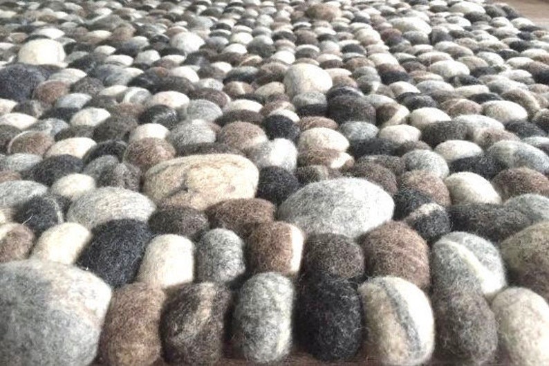 Custom Felt Pebble Design Rug-felt Ball Rugs-felt Rugs-grey - Etsy