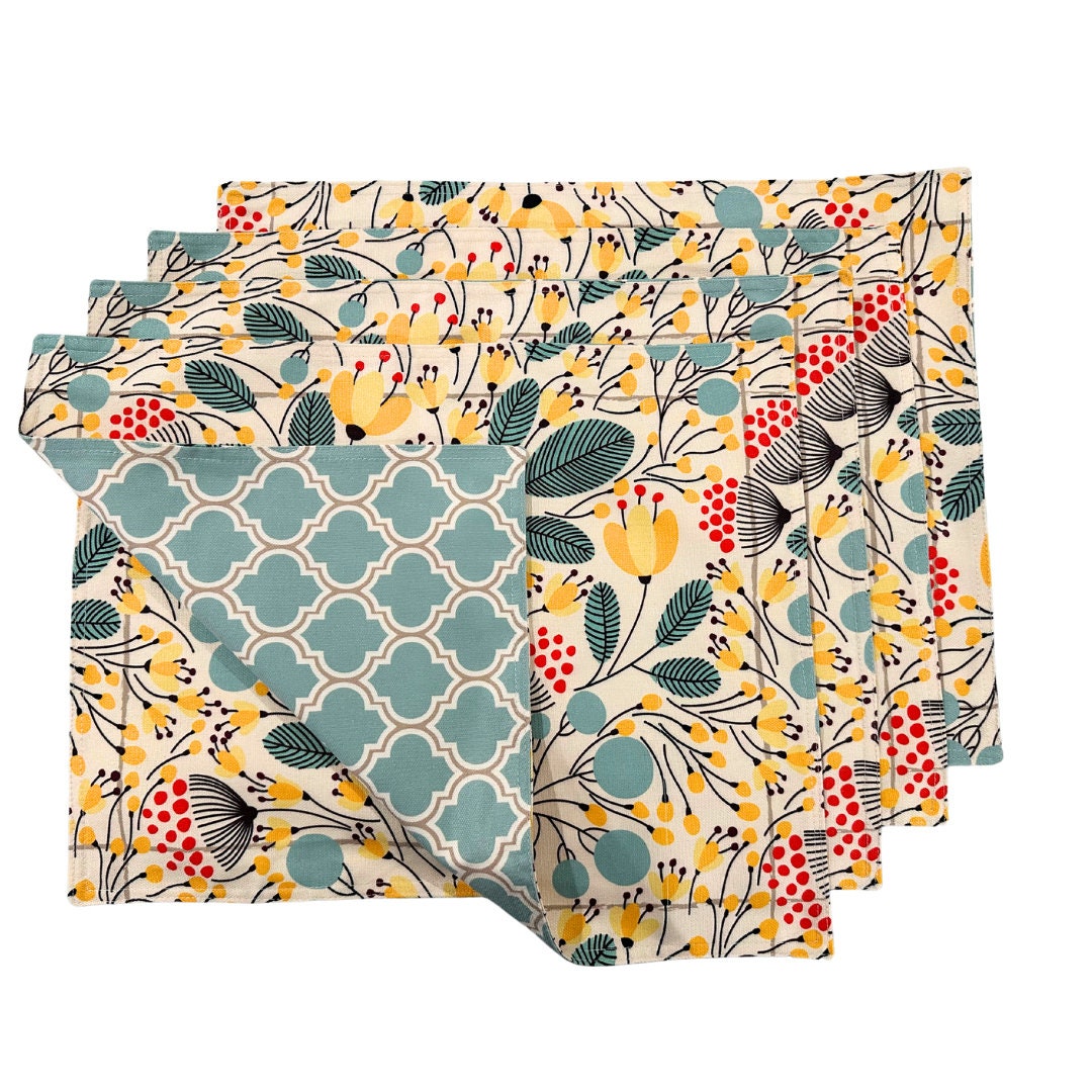 High Quality Reversible Rectangular Summer Floral Placemats set of 4 - Etsy