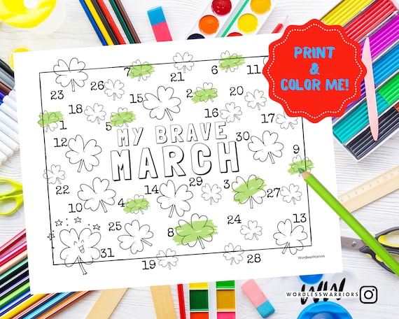 Printable MARCH Behavior Chart BRAVE CHART | Etsy