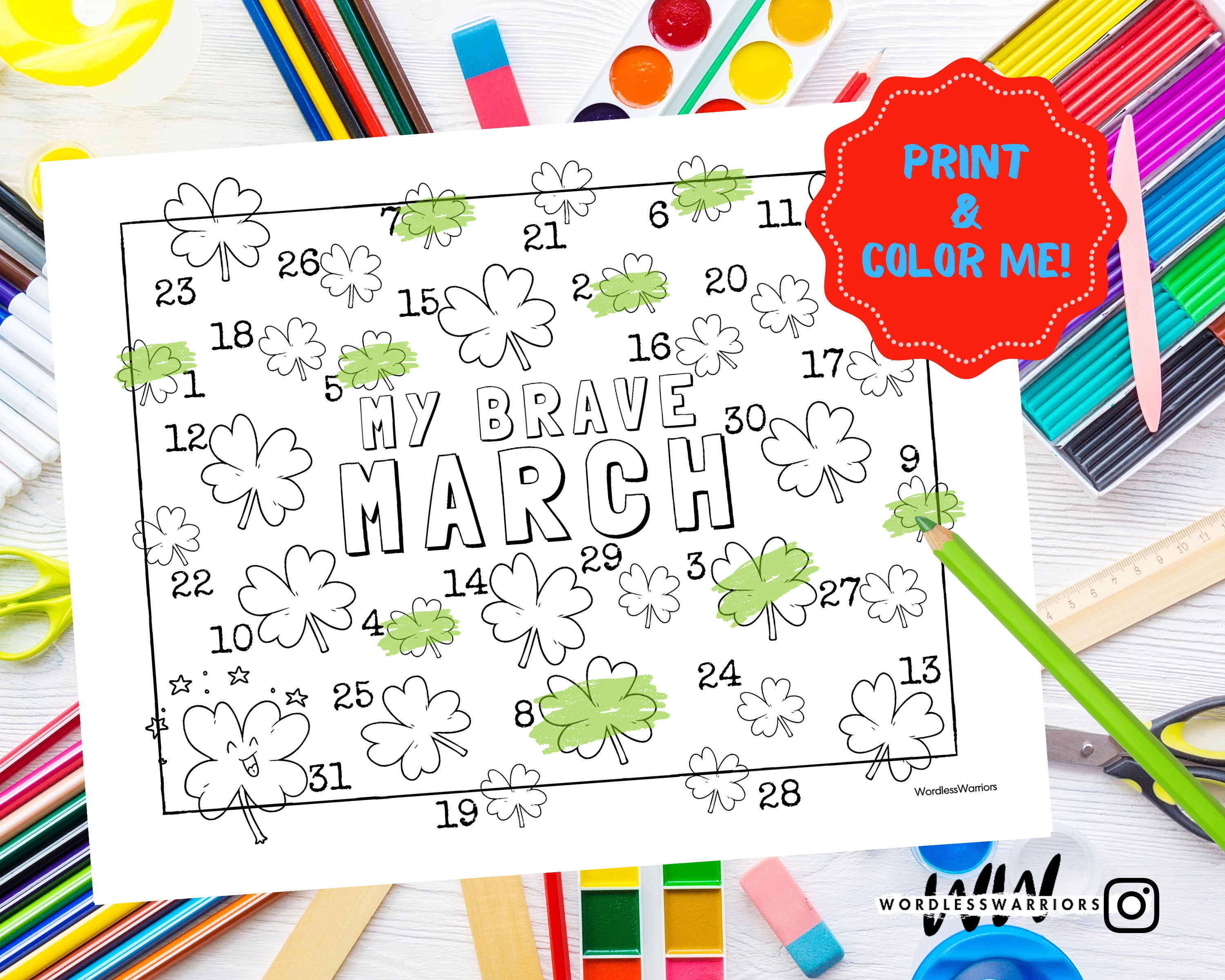 Printable MARCH Behavior Chart (BRAVE CHART) - Etsy