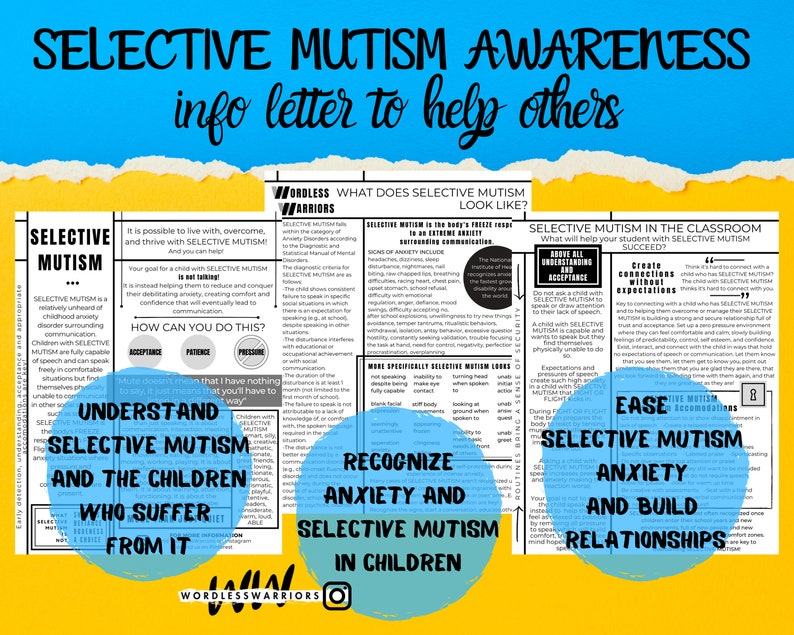 Printable Selective Mutism Handout Black & White - Etsy
