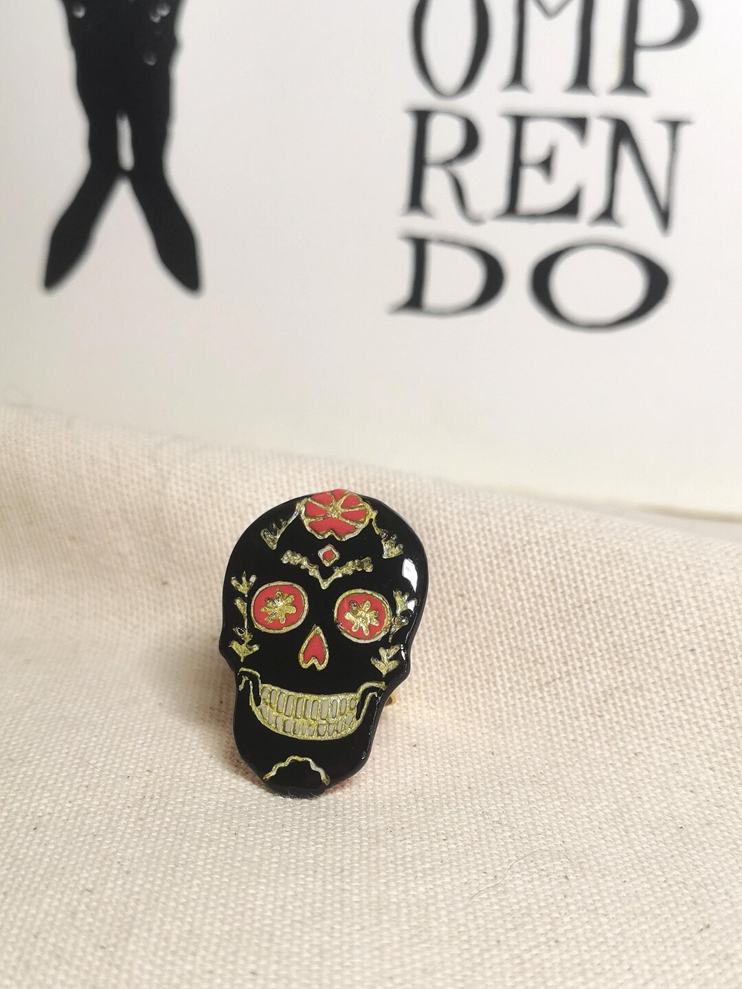 Mexican Skull Calavera Ring Hand Painted Clay - Etsy
