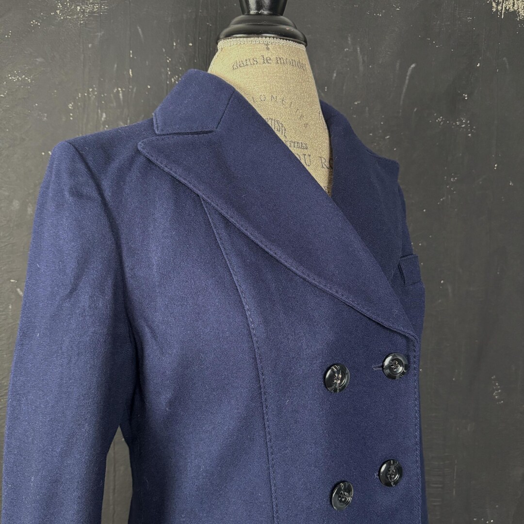 70s Wool Blue French Style COAT Jacket Blazer Christmas Boho M - Etsy