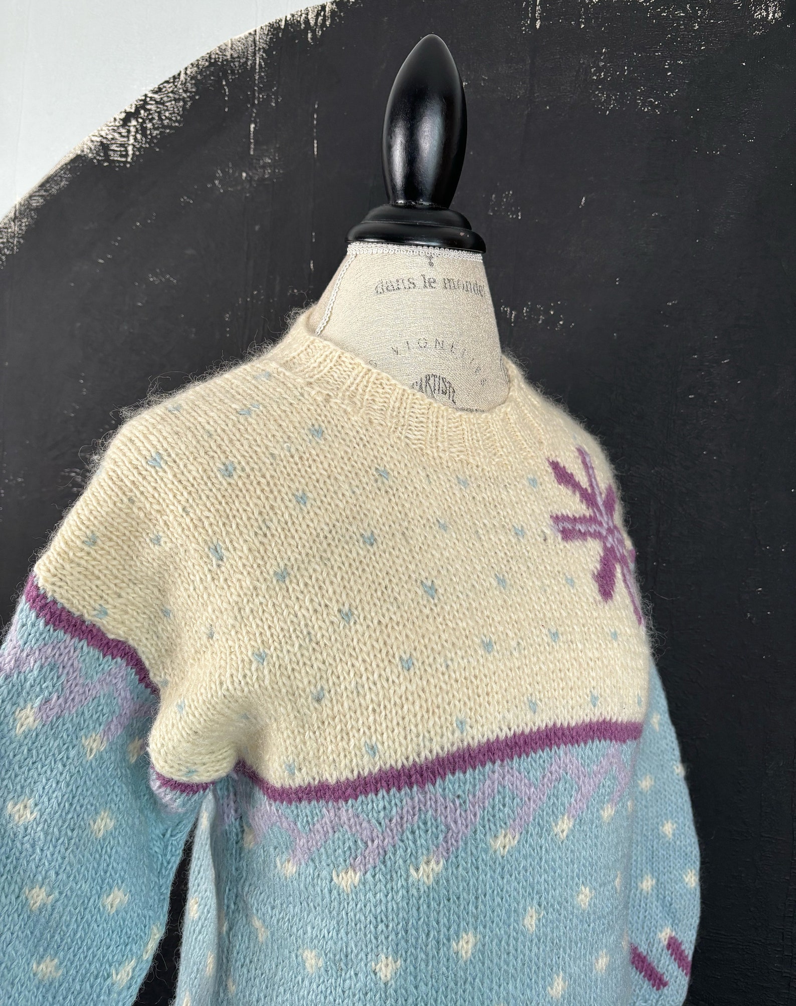 90s Baby Blue Snowflake Wool Sweater, Purple Knit Ski Jumper M - Etsy
