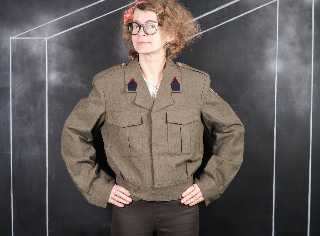 Belgian Army 1975 JACKET Military Bomber Lion Khaki Yellow Monetex ...