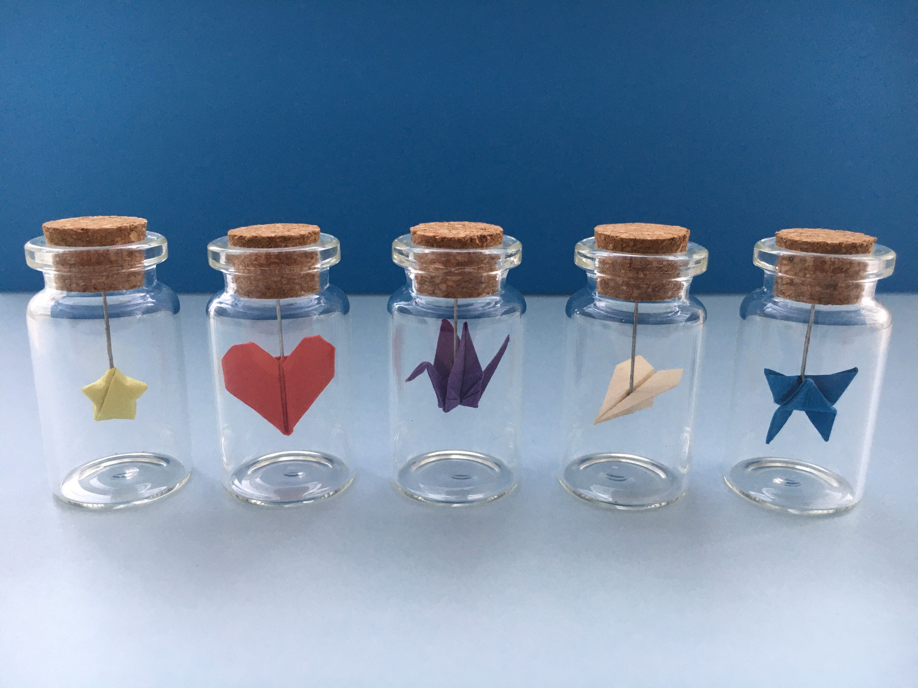 Mini Origami in a Bottle / Jar - Crane, Heart, Plane, Boat, Butterfly ...