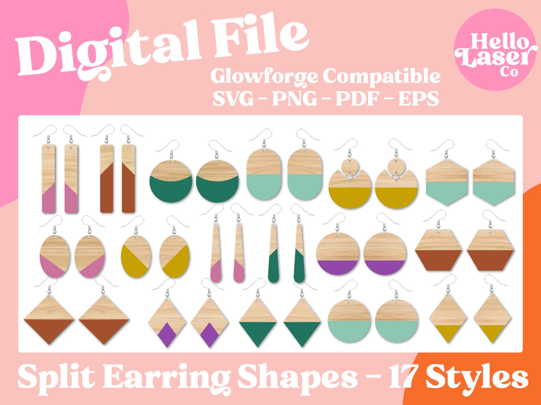 Split Shapes Earring SVG, Glowforge File, Wood and Acrylic Earring SVG ...