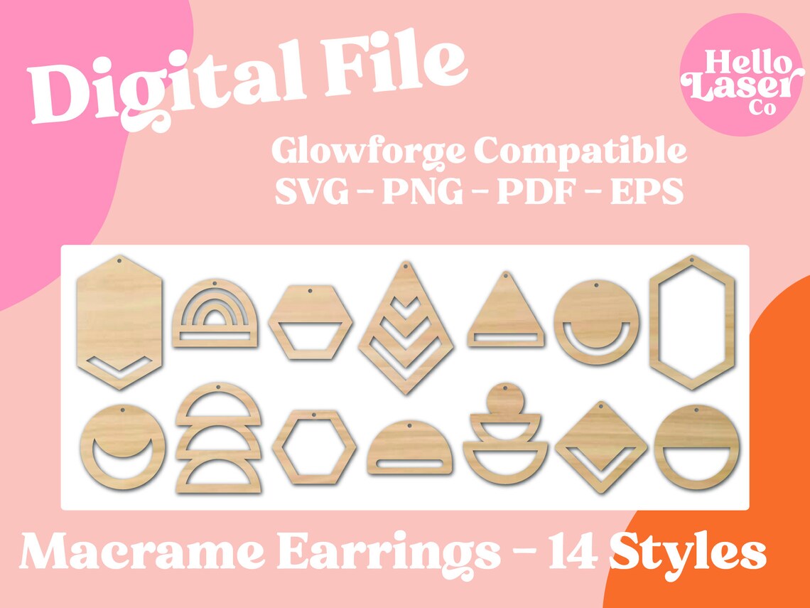 Macrame Earring SVG File, Glowforge Laser Cut File, Macrame Blanks ...