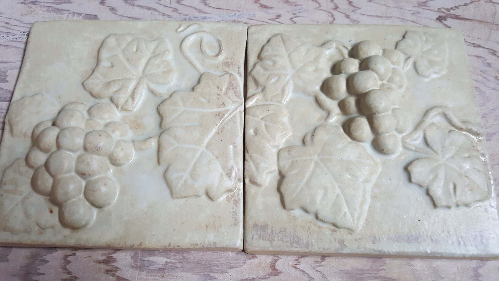 Grape Relief 6" Band in White Stoneware by Totten Tileworks - Etsy