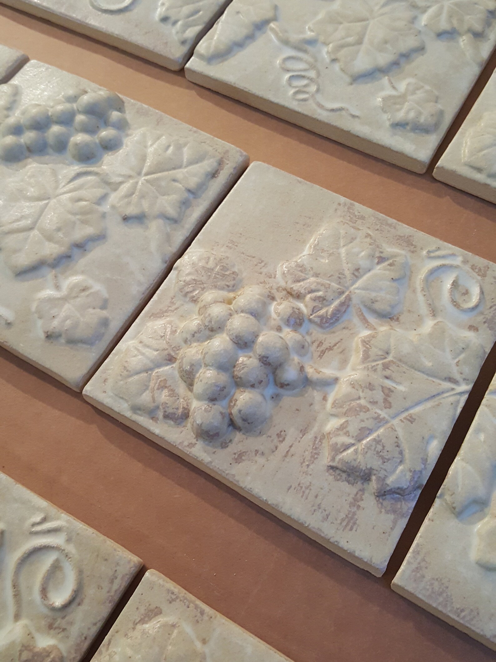 Grape Relief 6" Band in White Stoneware by Totten Tileworks - Etsy