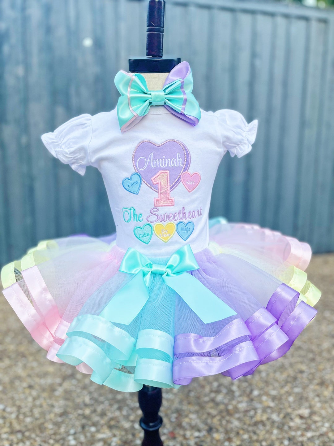 Pastel Sweetheart Birthday Tutu Outfit, Pastel Sweethearts Personalized ...