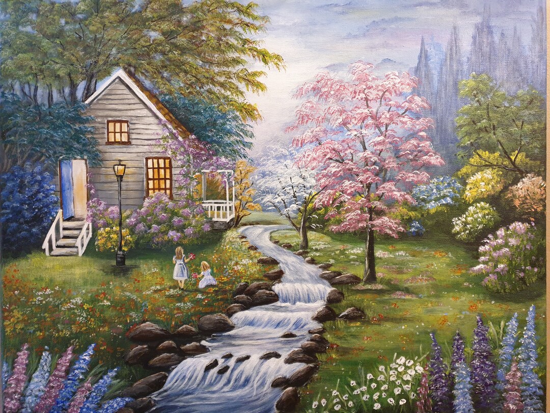 Woodland Spring Garden Acrylic Painting - Etsy