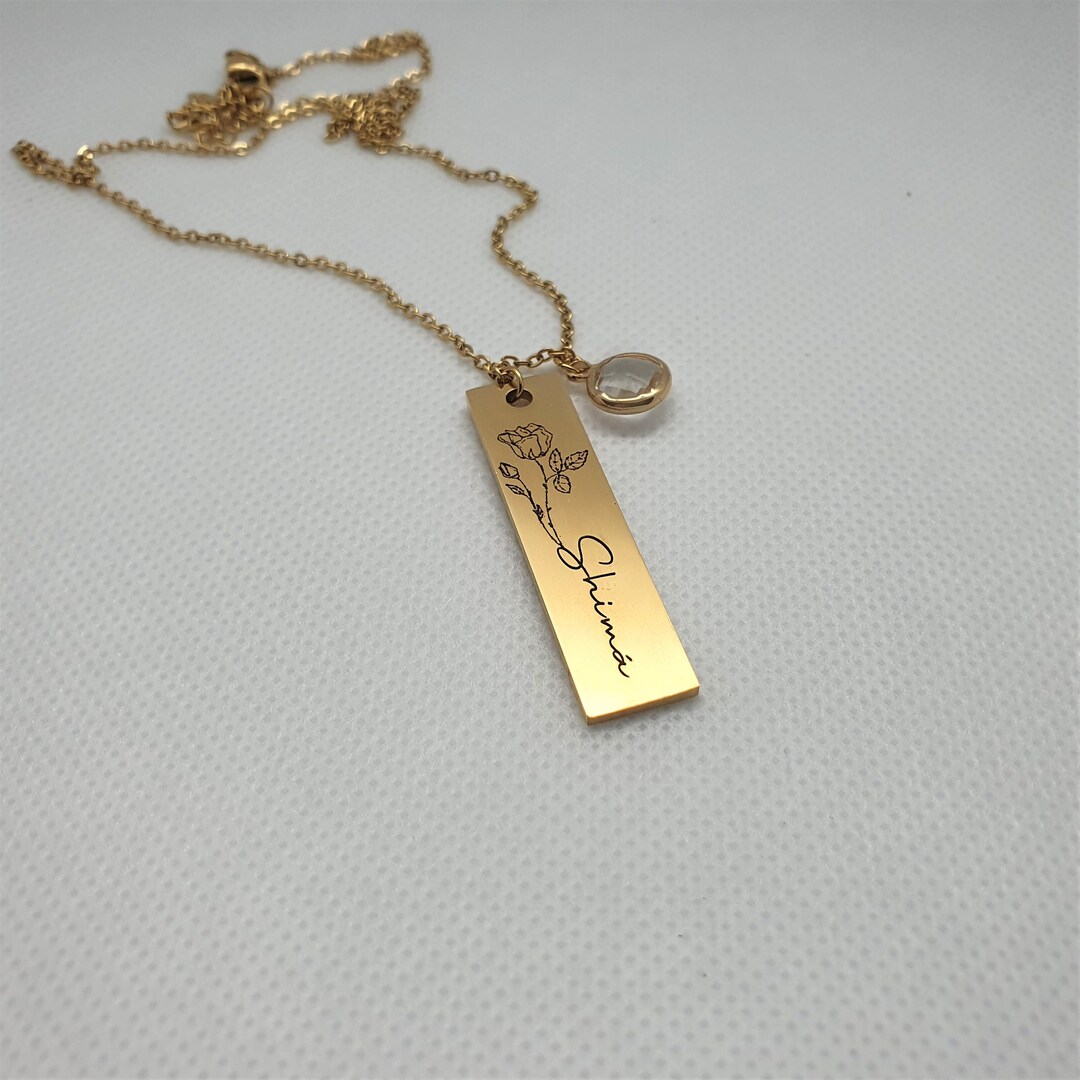 Shima Rose W/ Gemstone Gold Stainless Steel Necklace - Etsy