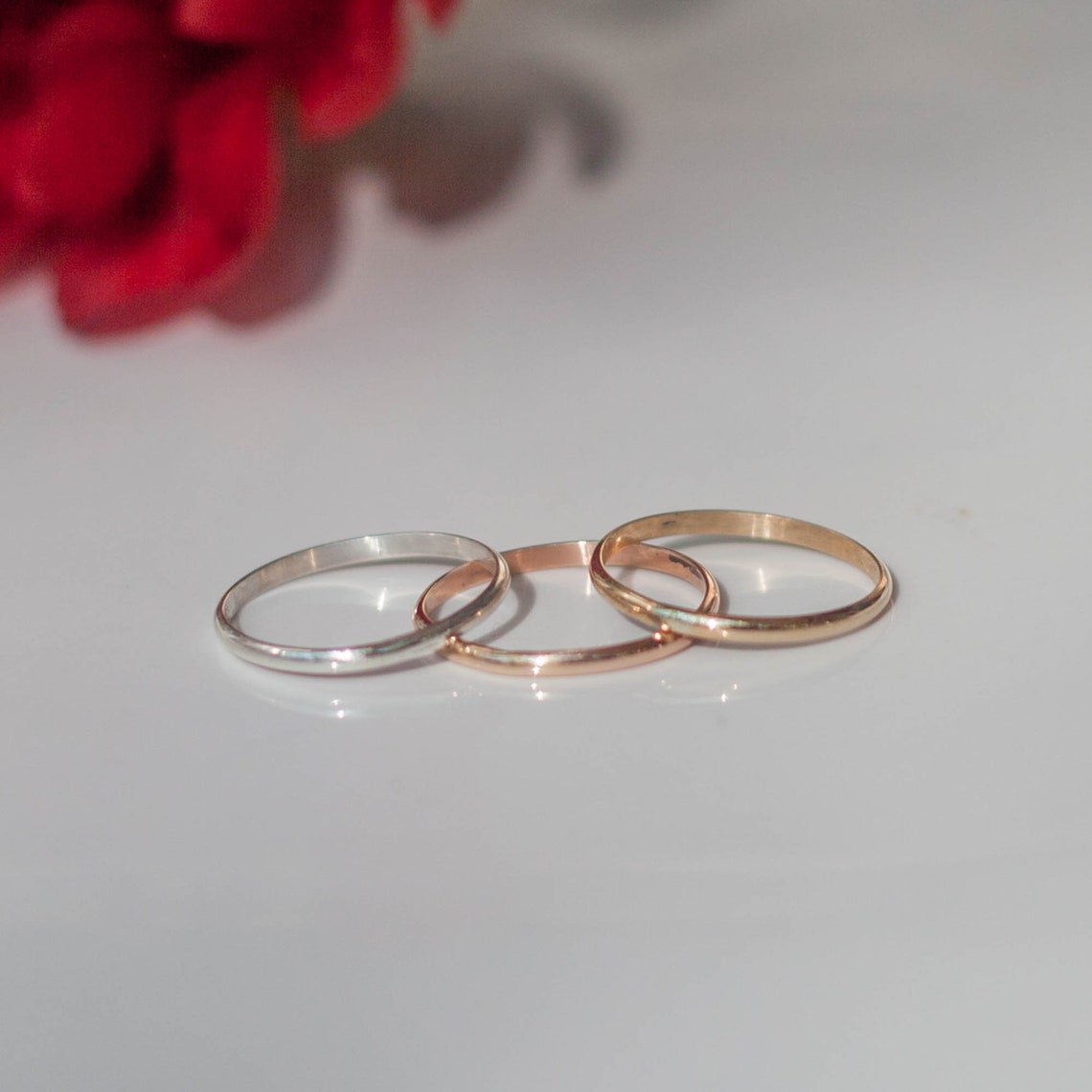 Mixed Metal Stackable Rings set of 3 - Etsy