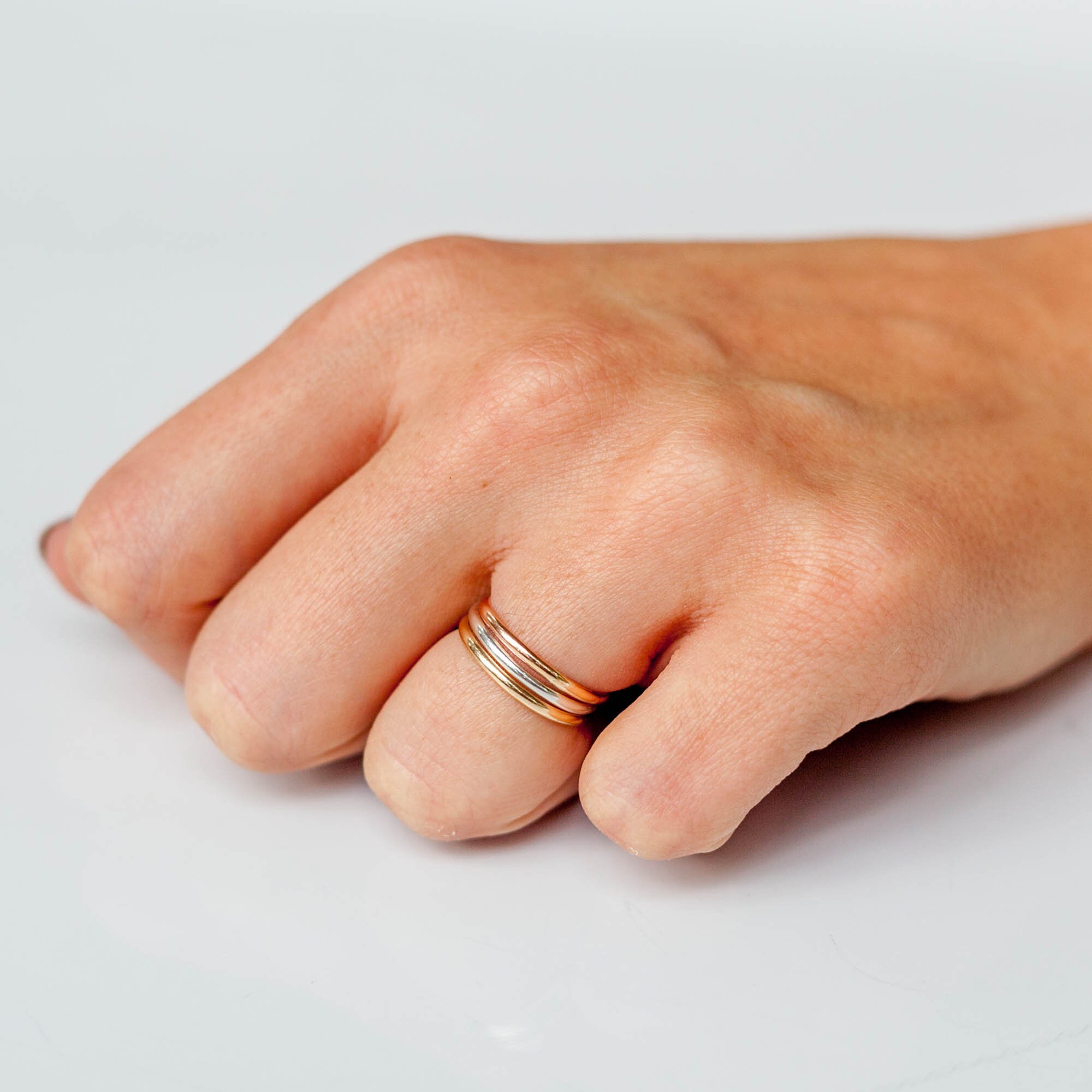 Mixed Metal Stackable Rings set of 3 - Etsy