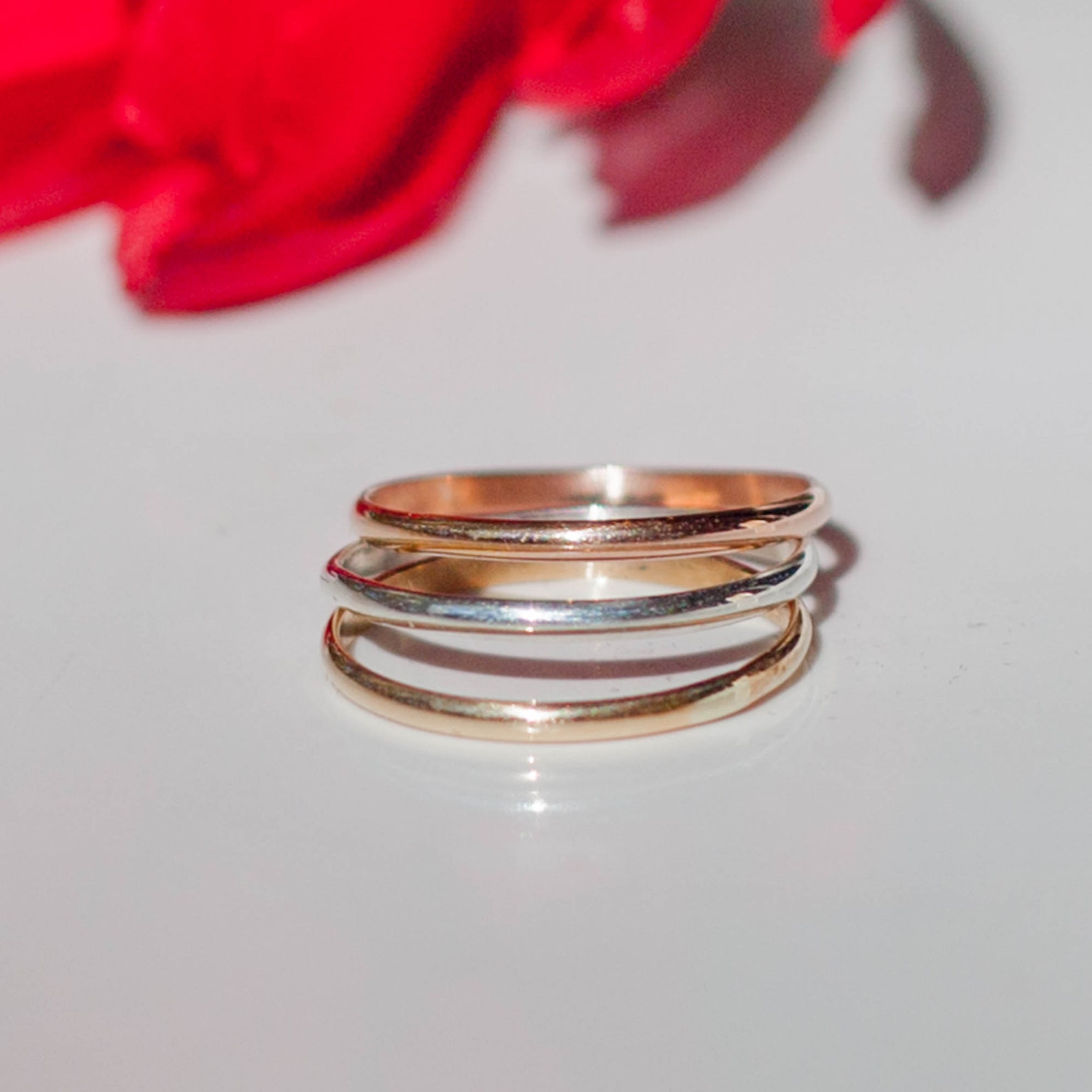 Mixed Metal Stackable Rings set of 3 - Etsy