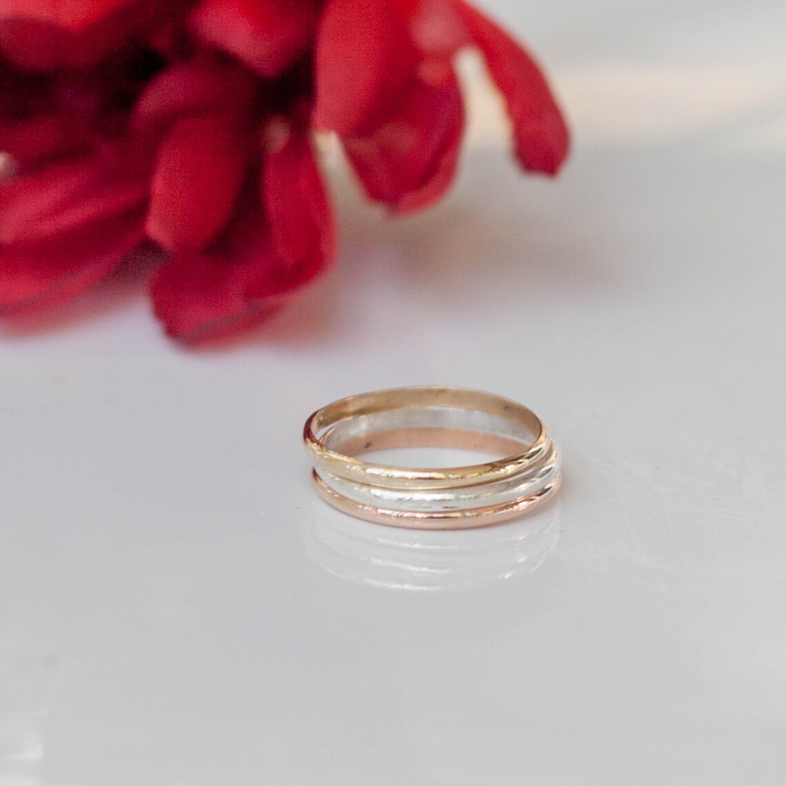 Mixed Metal Stackable Rings set of 3 - Etsy