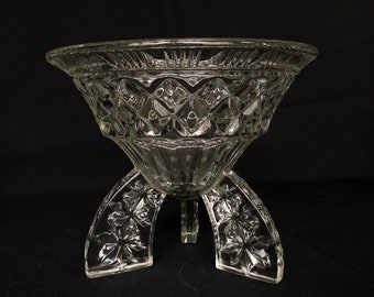 EAPG Glass Bowl Indiana Paneled Daisy Fine Cut Clear Star Arch - Etsy