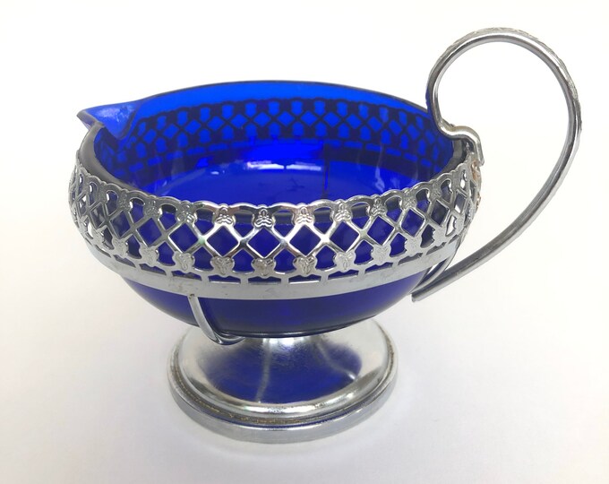 Charming Vintage Cobalt Blue Glass Creamer Pitcher - Etsy