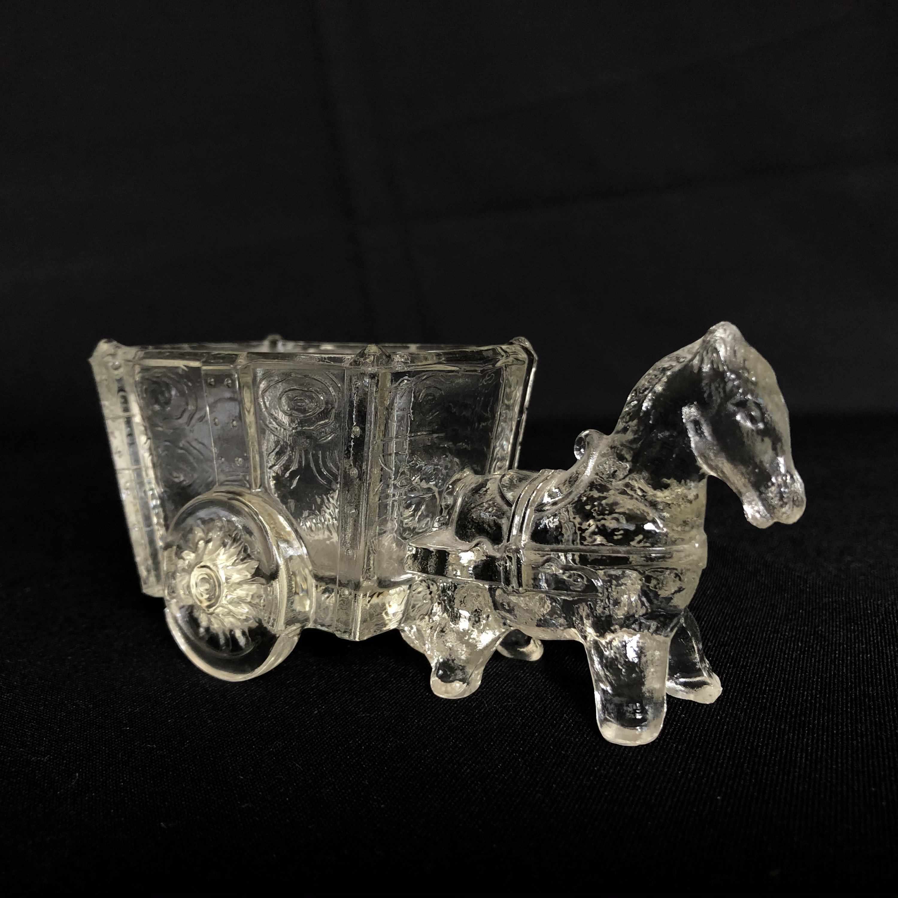 Adorable Little Vintage Clear Glass Donkey & Cart - Etsy