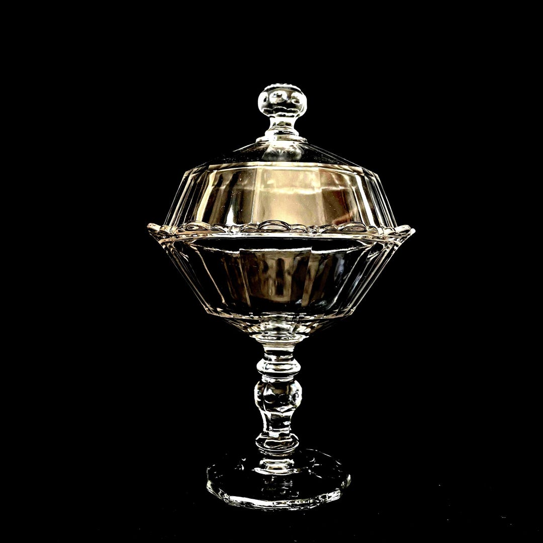 Antique EAPG Paneled Glass Compote – Pedestal Bowl With Dome Lid - Etsy
