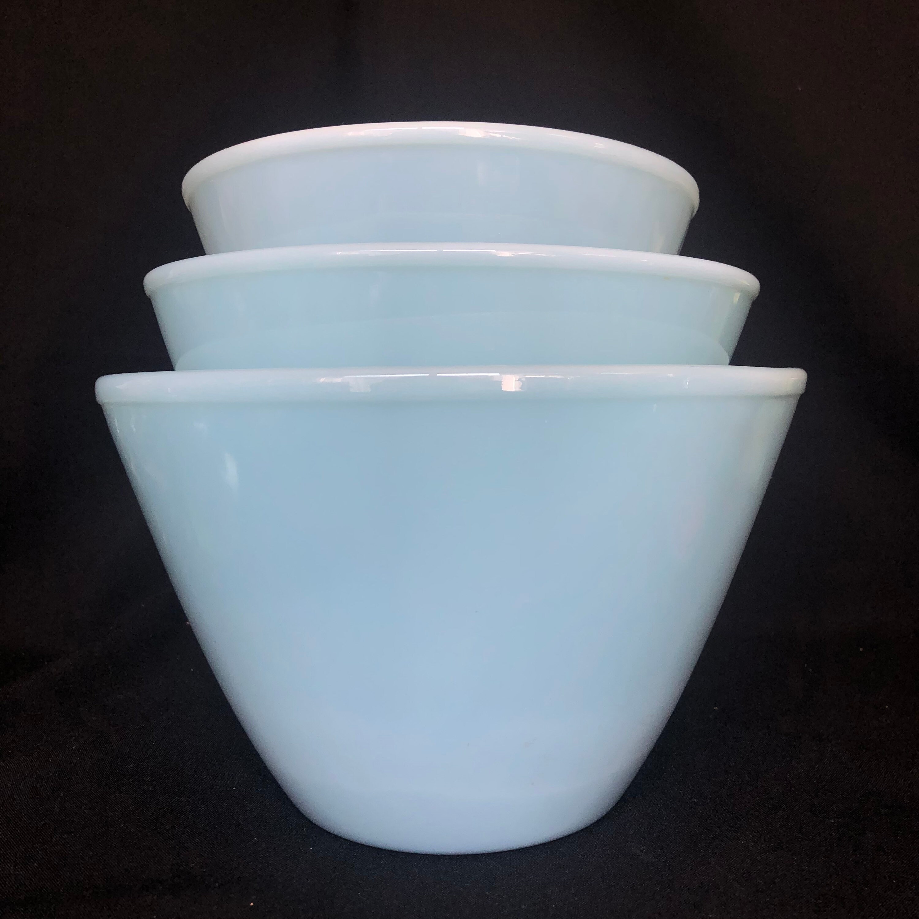 RARE - Vintage Delphite Blue Glass Set of 3 Fire King Splash Proof ...