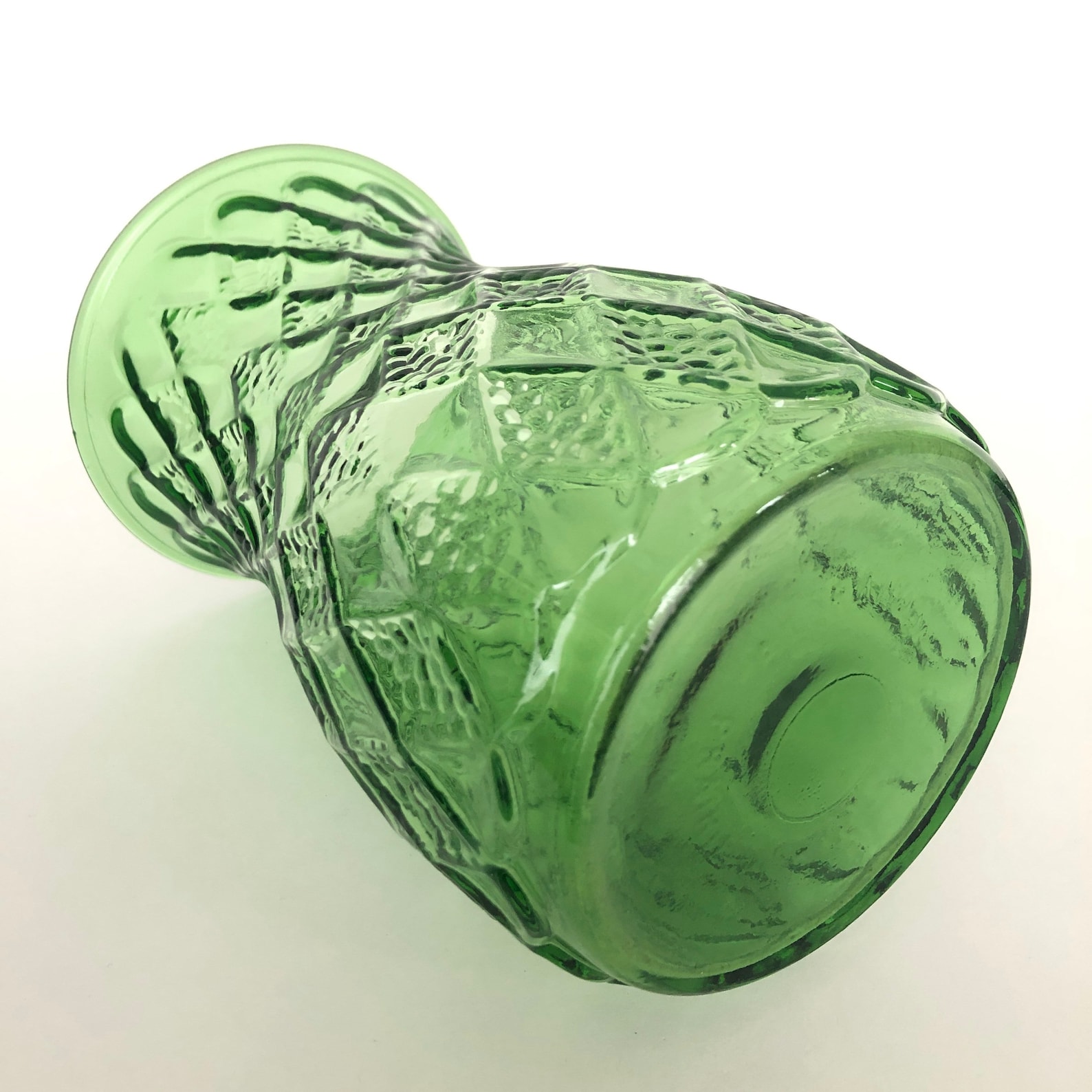 Harlequin Pattern Vintage Green Pressed Glass Bouquet Vase - Etsy
