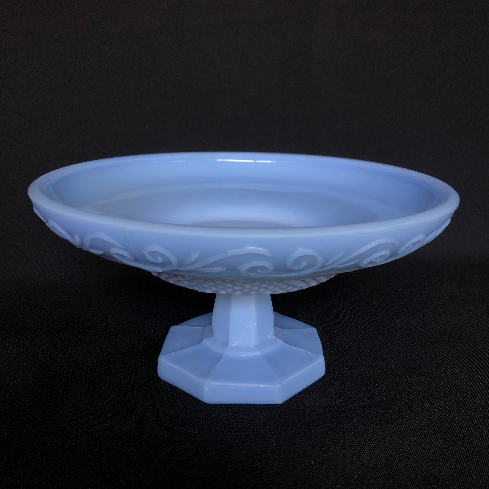 RARE Incredible Antique Delphite Blue Glass Pedestal Bowl - Etsy