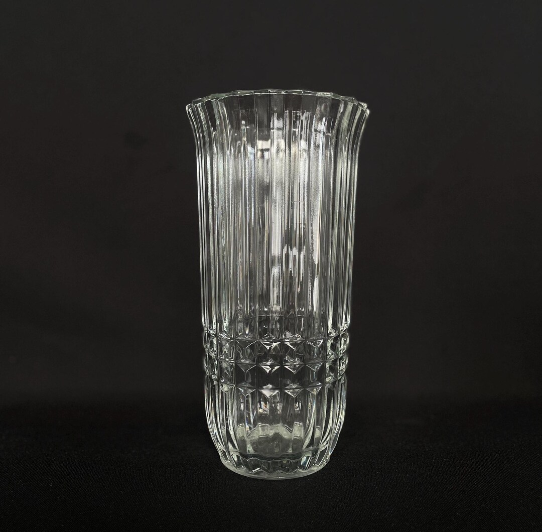 Vintage FTDA Art Deco Styled Clear Heavy Crystal Glass Bouquet Vase ...