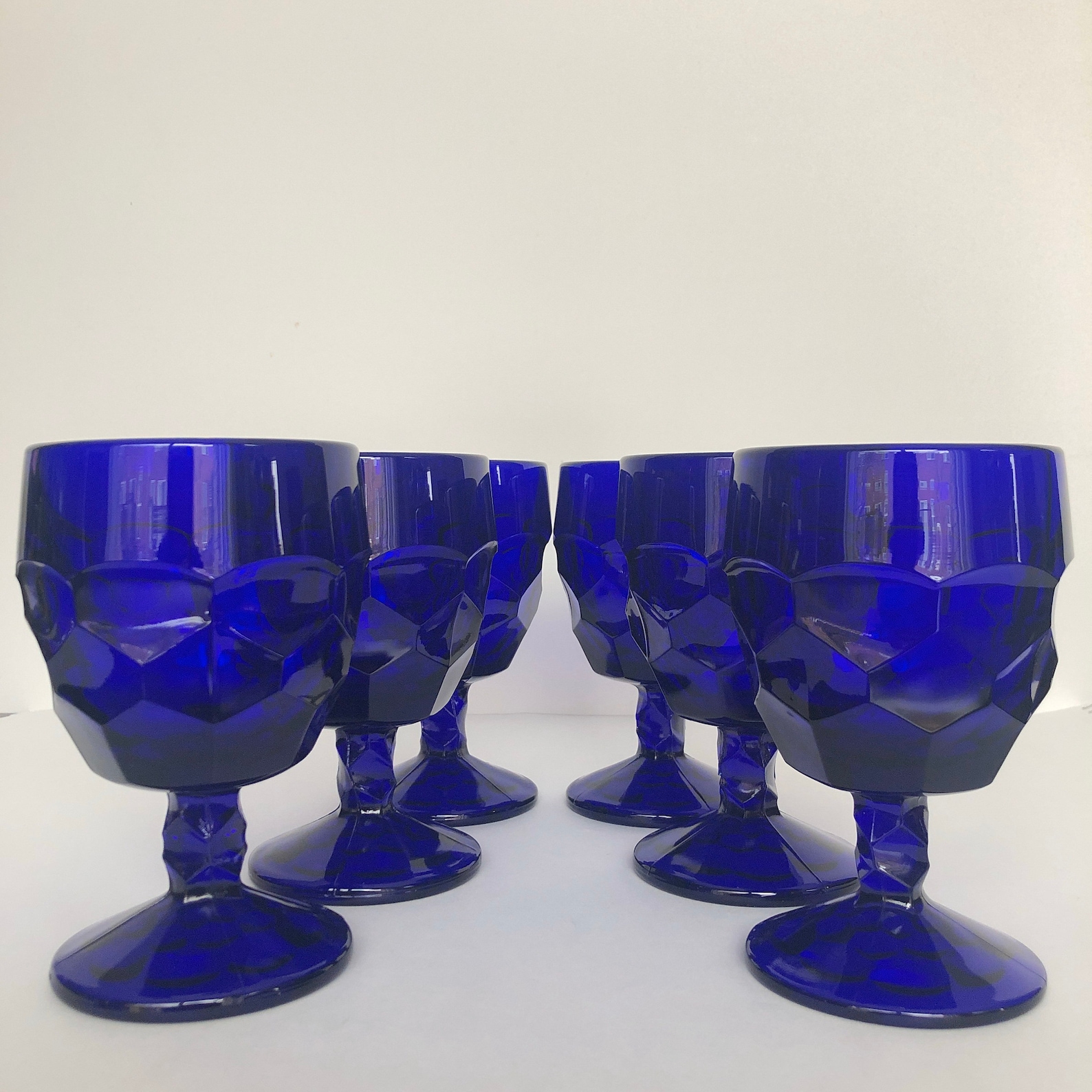Set of 6 Vintage Cobalt Blue Glass Water Goblets - Etsy