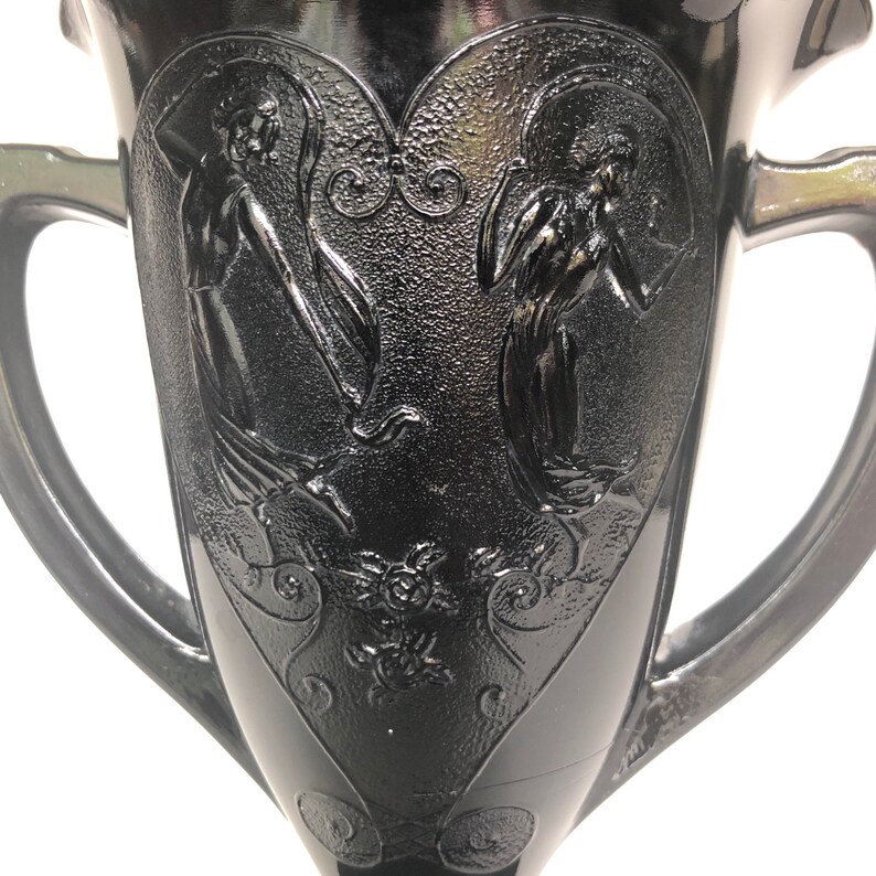 Vintage Black Amethyst Glass Trophy Vase C1930's - Etsy