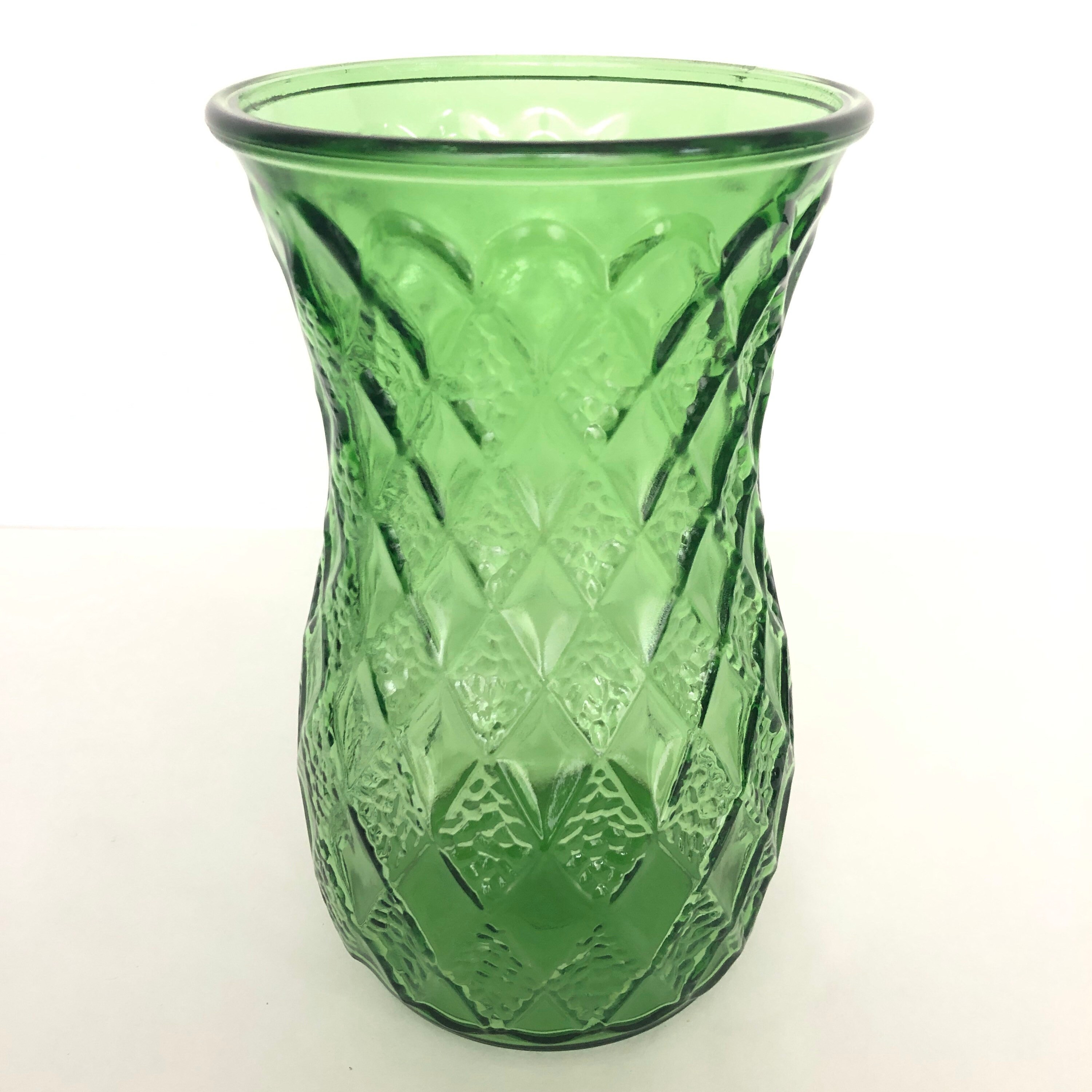 Harlequin Pattern Vintage Green Pressed Glass Bouquet Vase - Etsy