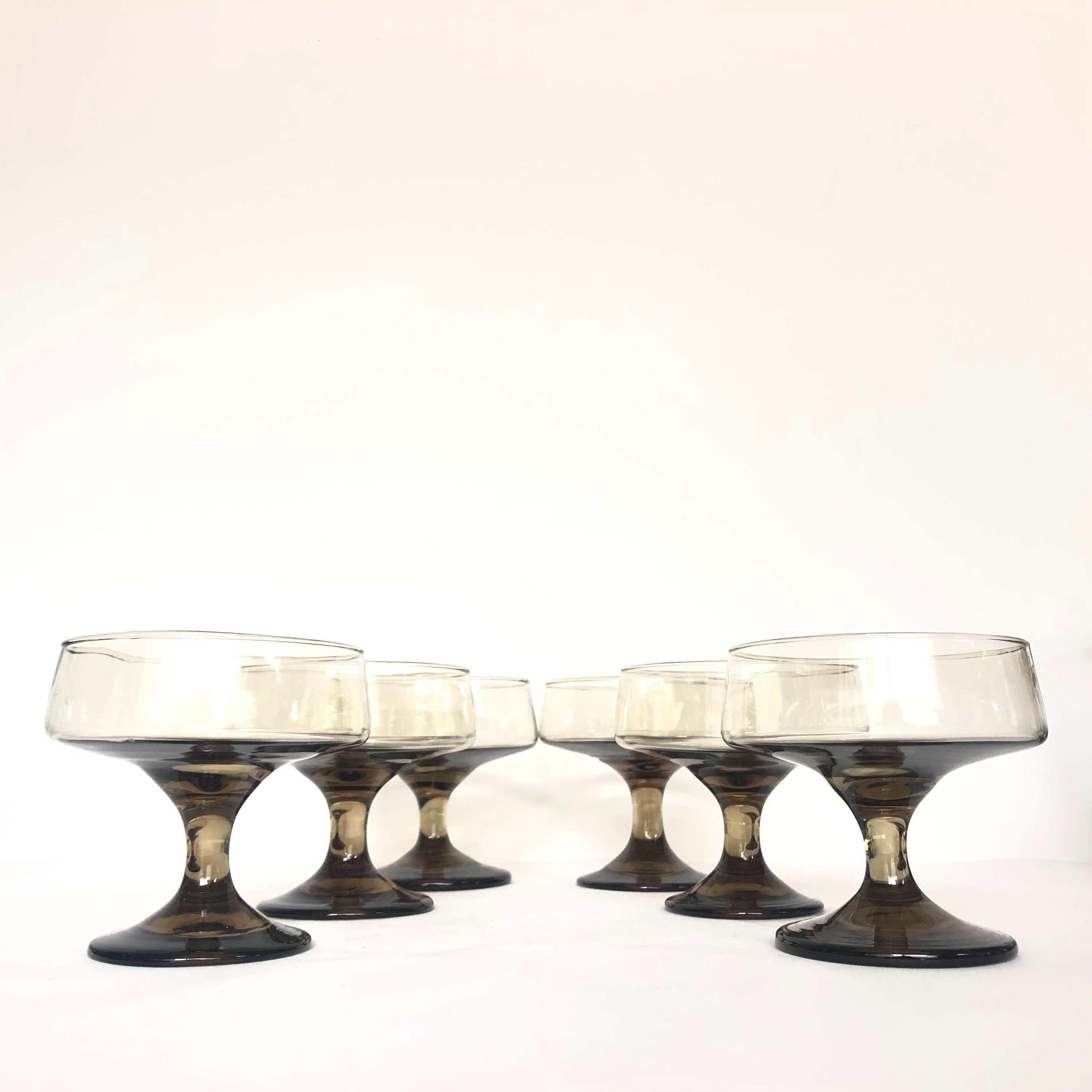 Set of 6 Super Groovy Retro Smokey Glass oz Champagne Cocktail | Etsy